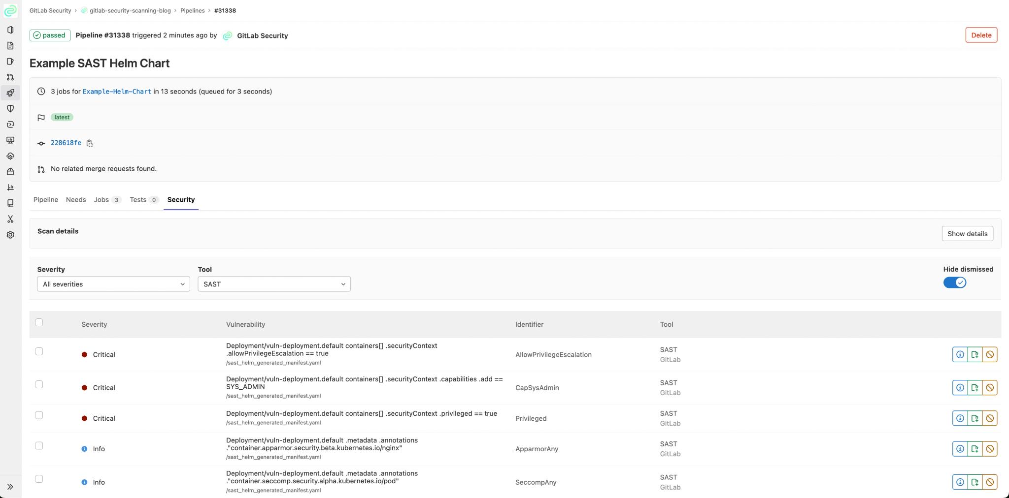 GitLab security scanning – part 3: Kubernetes deployments